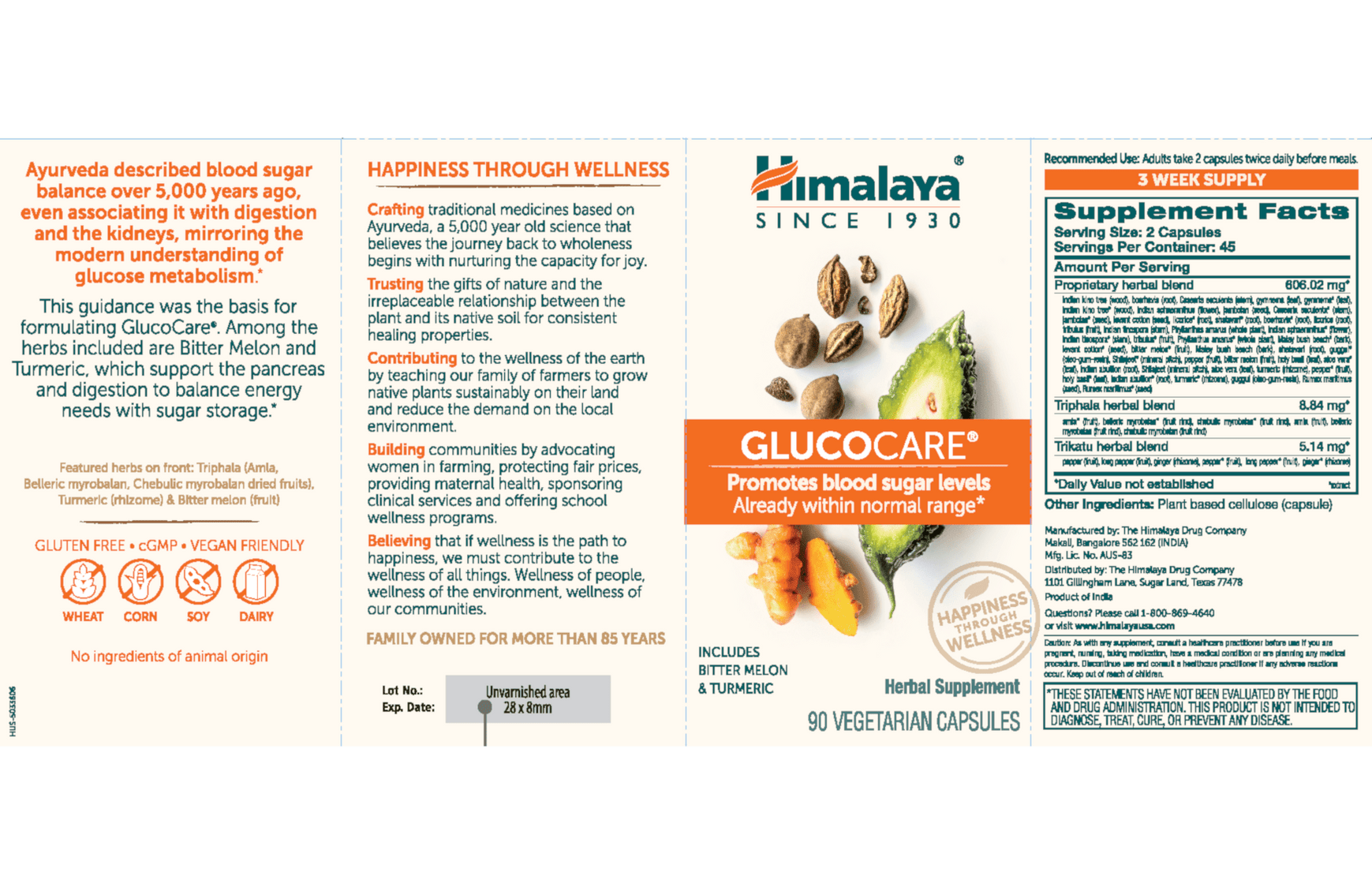 Himalaya Herbal Healthcare Glucocare - 90 Vegetarian Capsules | RIH/HAIOTB Stores